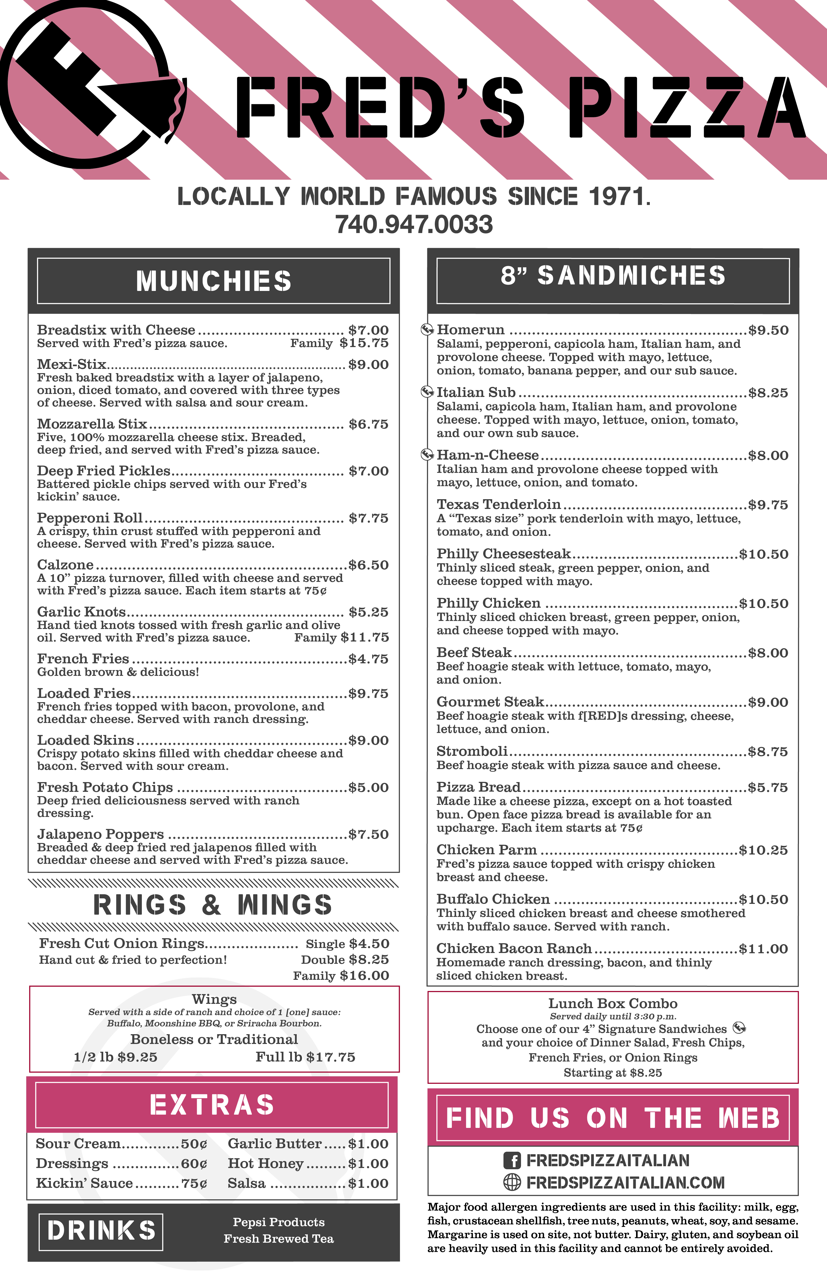 The Menu – Fred's Pizza Italian